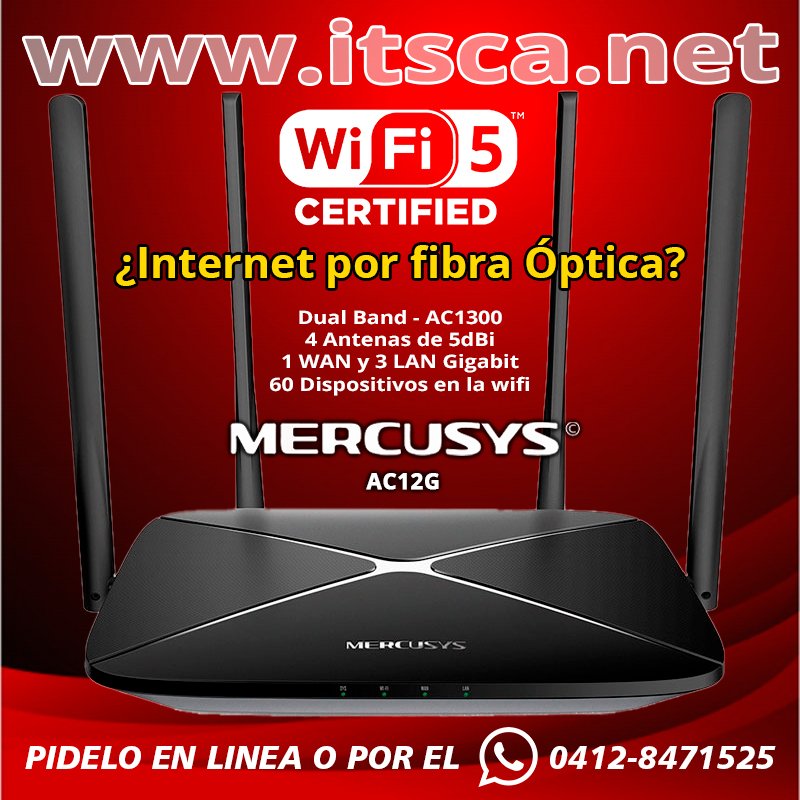 ITSCA | ITS, C.A. - Router Mercusys AC12G Dual Band AC1300